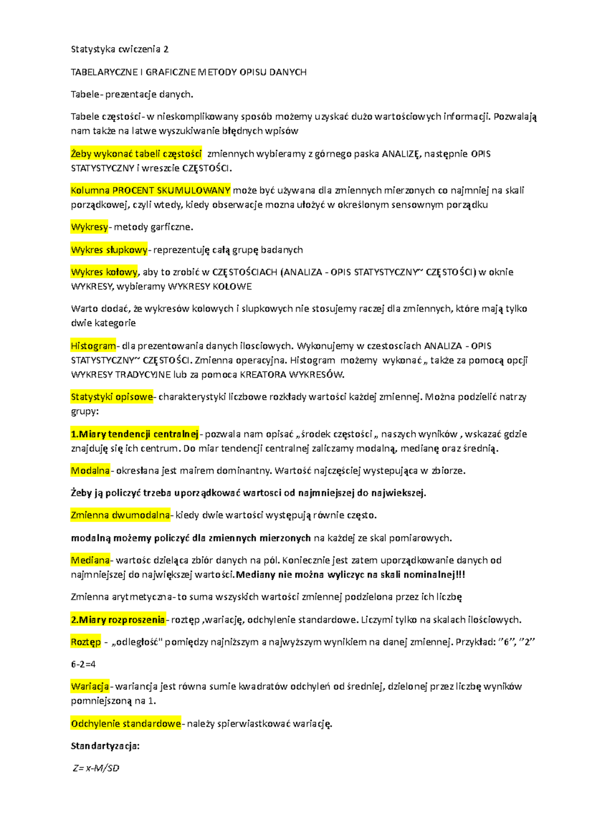 Cwiczenia 2 statystyka i metodologiaa - Statystyka cwiczenia 2 TABELARYCZNE I GRAFICZNE METODY ...