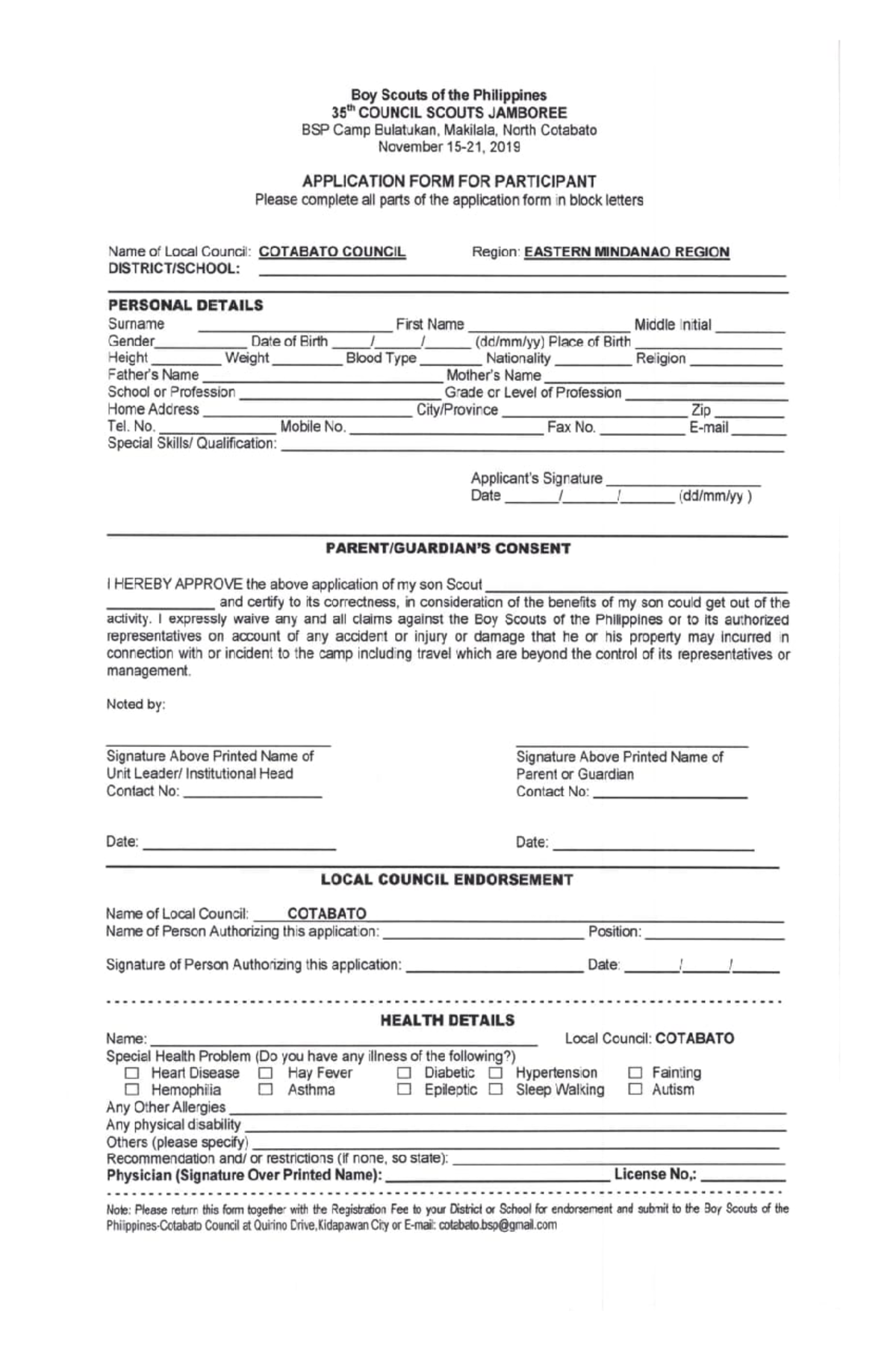 Bsp form - none - College of Arts and Sciences Education - Studocu