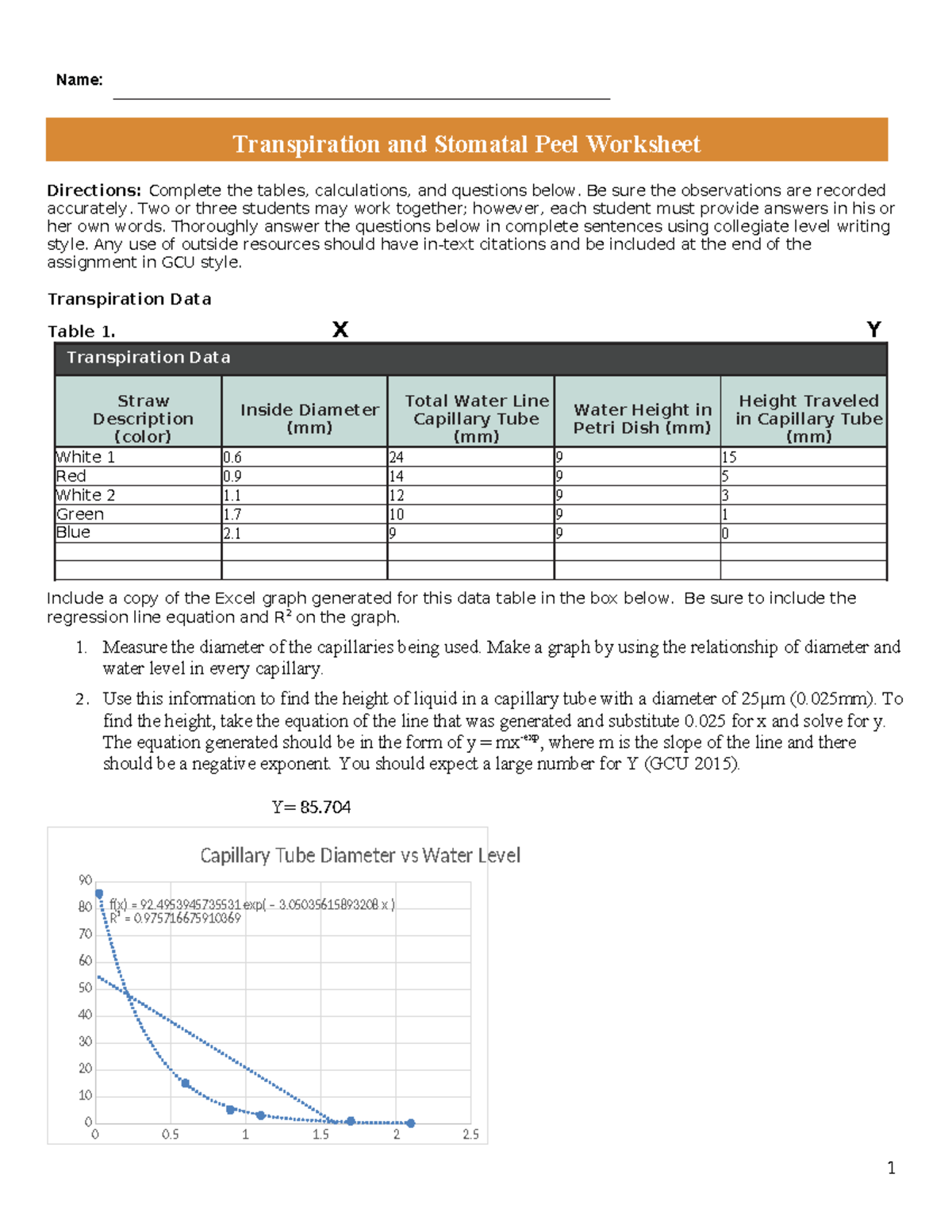 LPogue Lab Transpiration - Directions: Complete the tables ...
