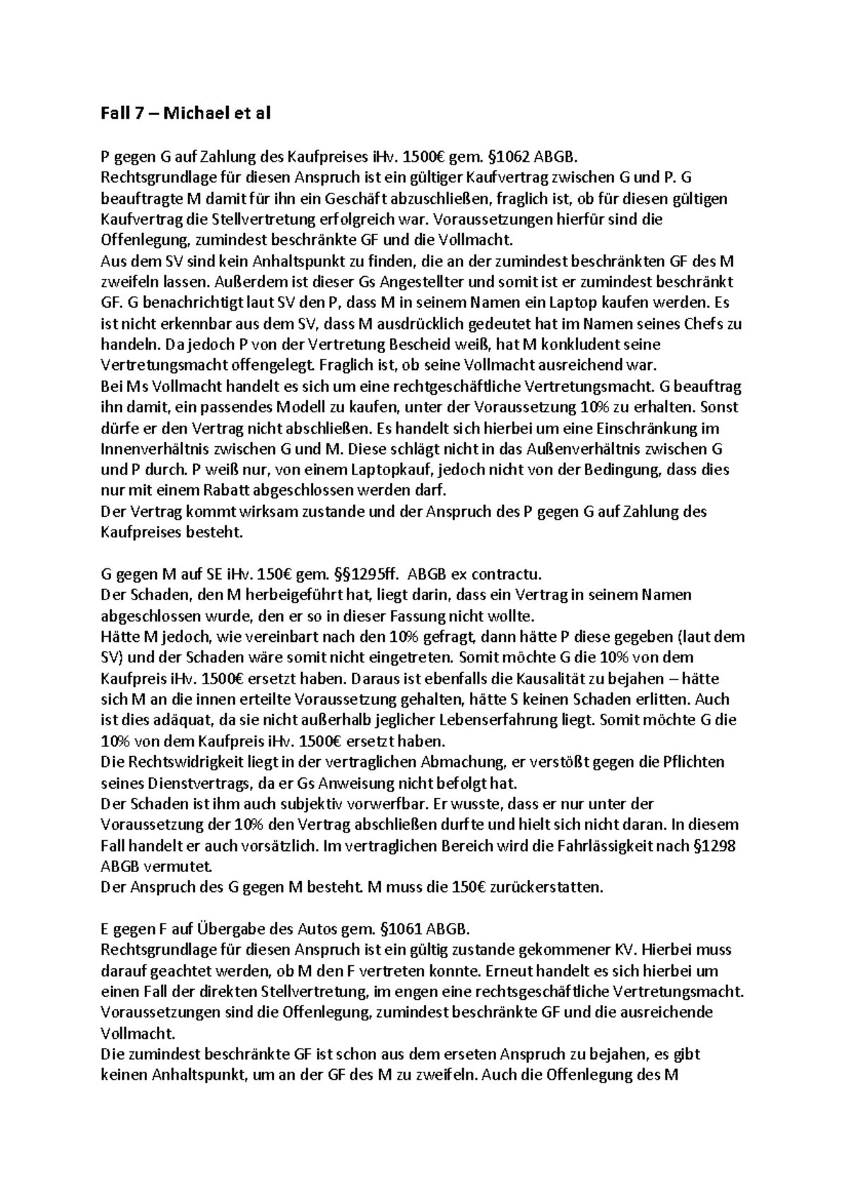 Fall 7 - Michael et Al S. 189 - Fall 7 – Michael et al P gegen G auf ...