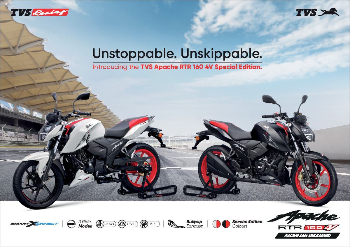 Apache 160 4V Leaflet - Unstoppable. Unskippable. Introducing the TVS ...