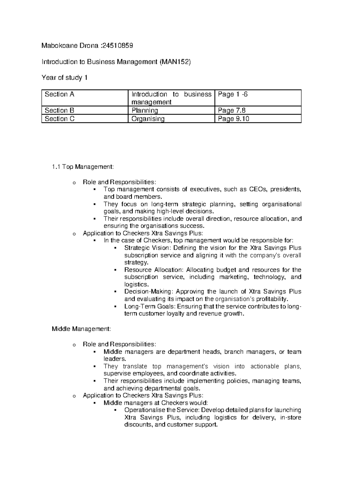 Introduction to business management copy - Mabokoane Drona : 24510859 ...