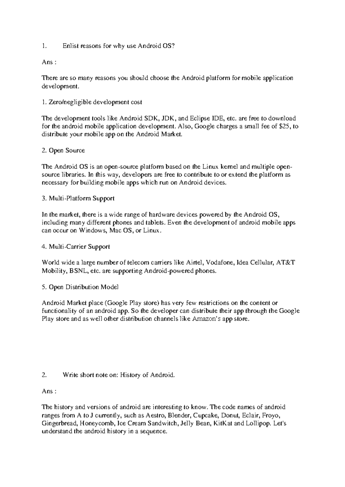 Android Programming Notes Made Enlist Reasons For Why Use Android Os Ans There Are So Many