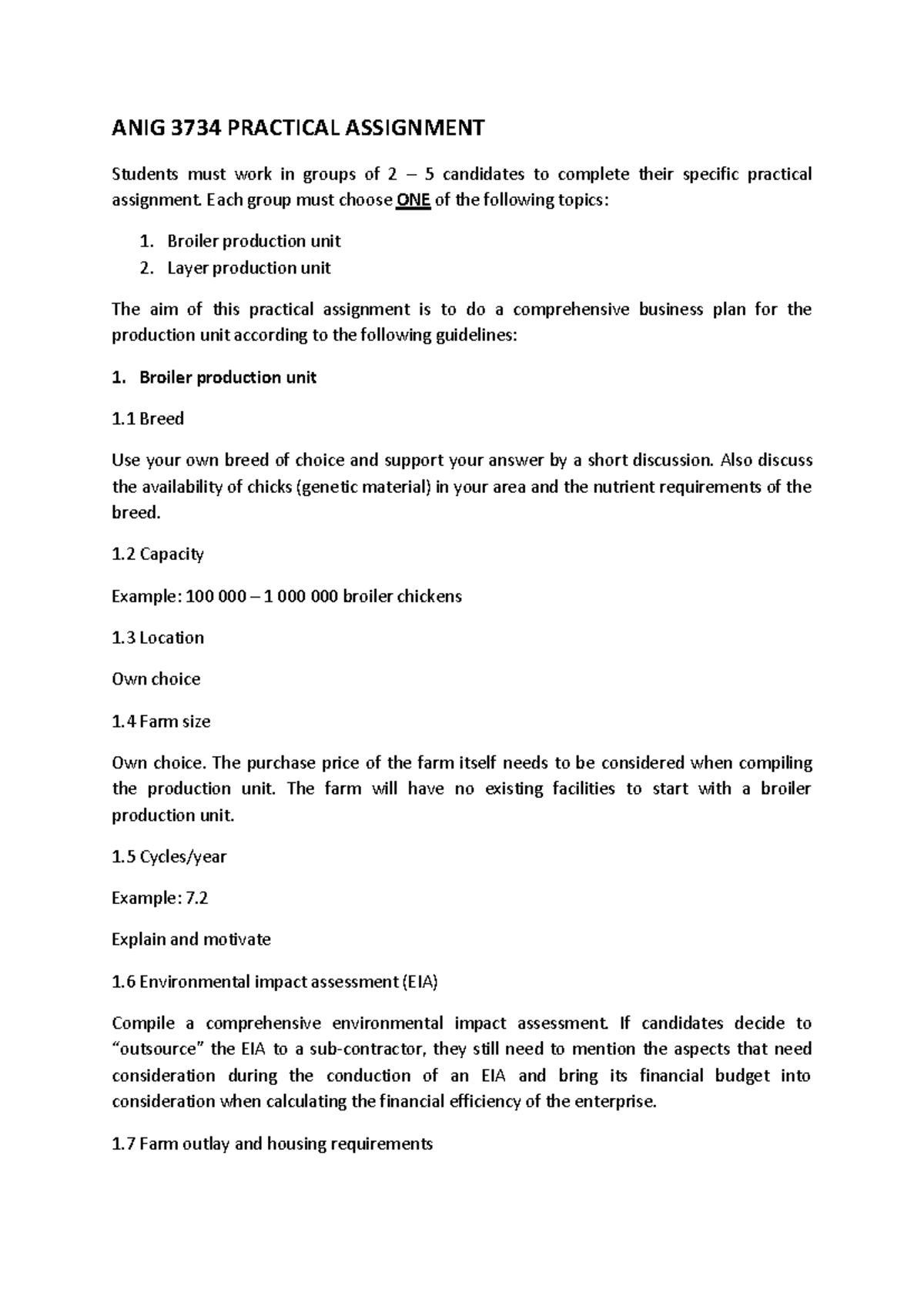 ANIG3734 Practical assignment - ANIG 3734 PRACTICAL ASSIGNMENT Students ...