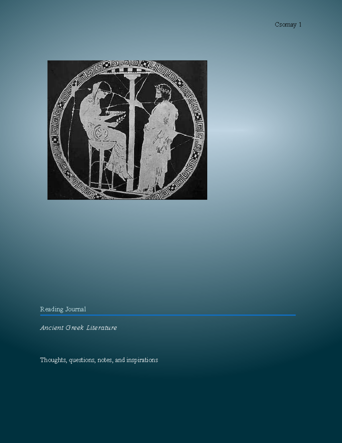Reading Journal - Grade: A+ - Reading Journal Ancient Greek Literature ...