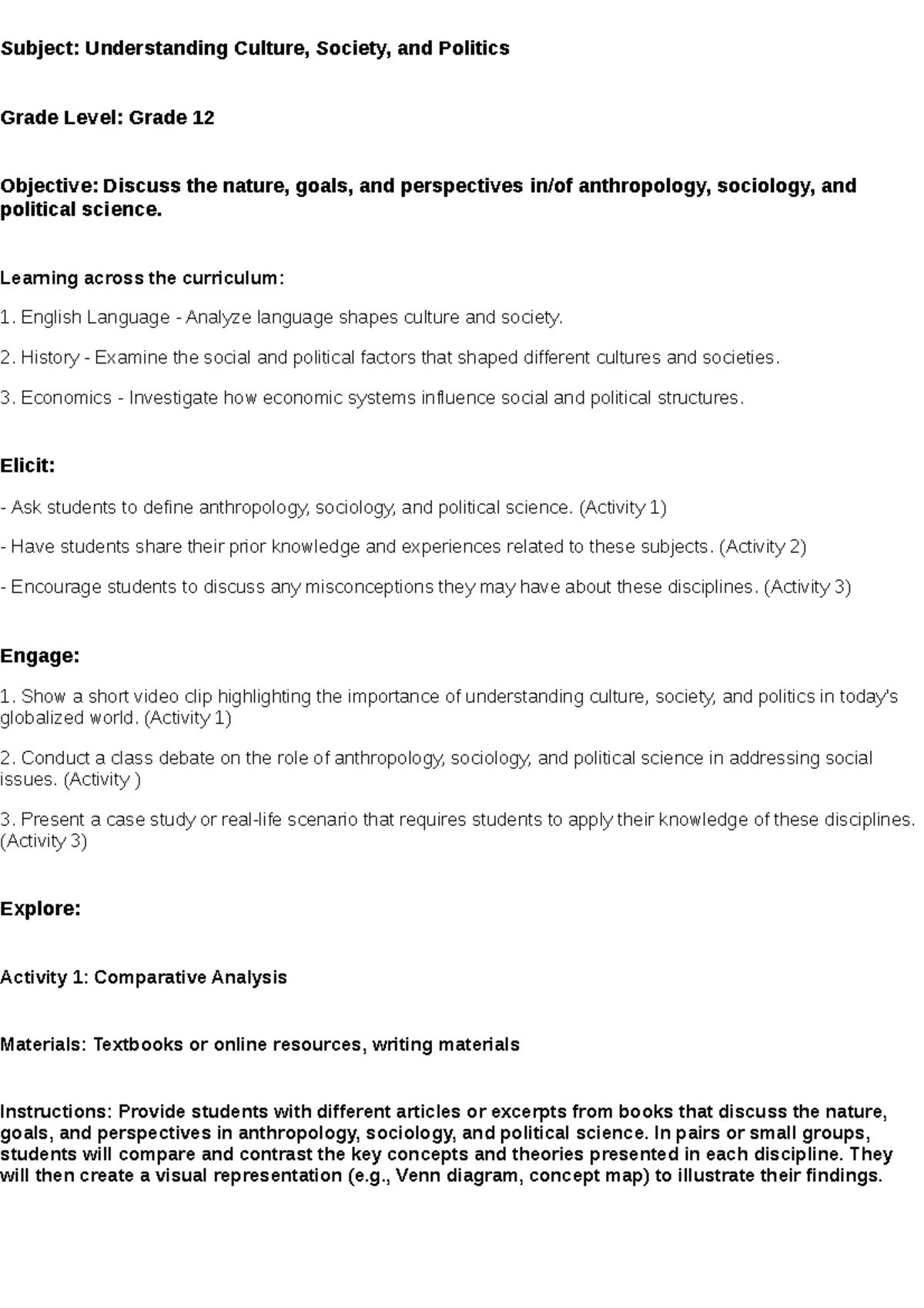 DLL IN Understanding Culture, Society, and Politics - Subject ...