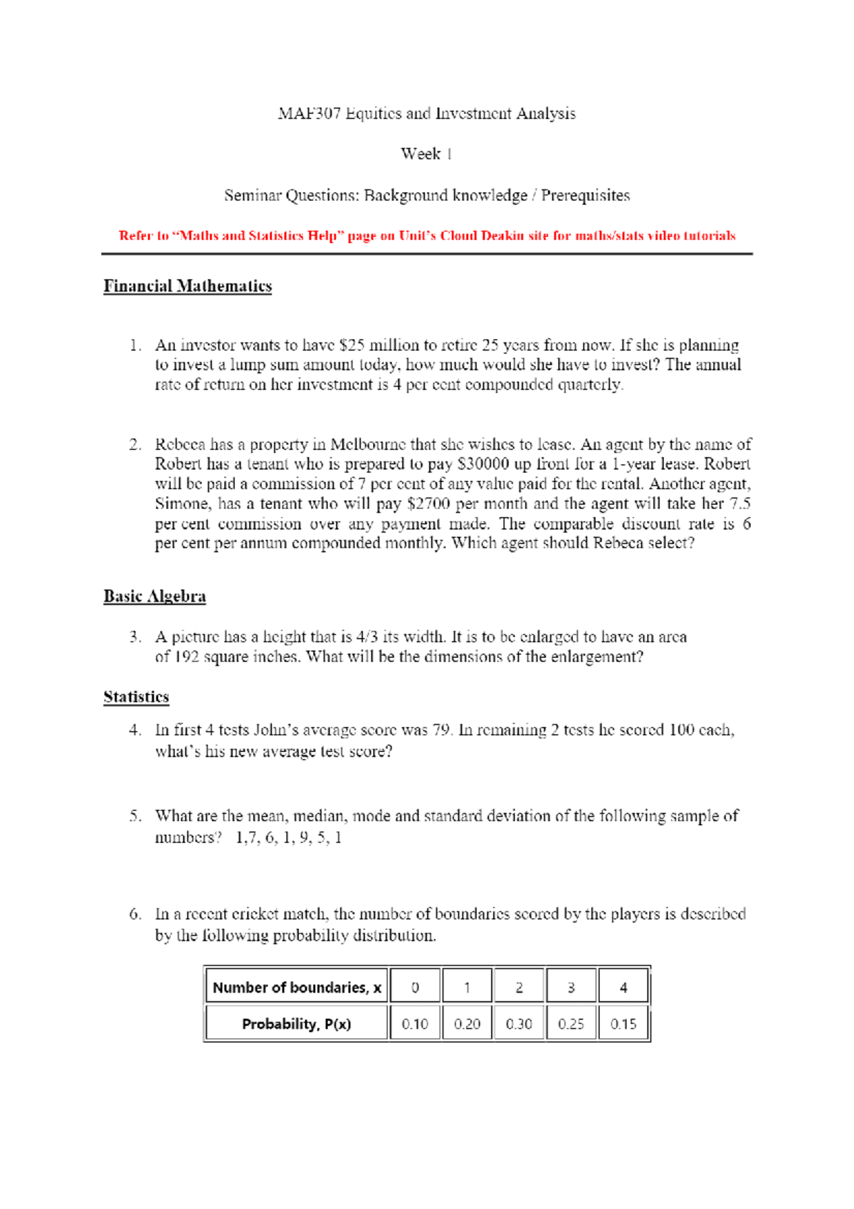 Week 1 Seminar Questions - BFF1001 - - Studocu
