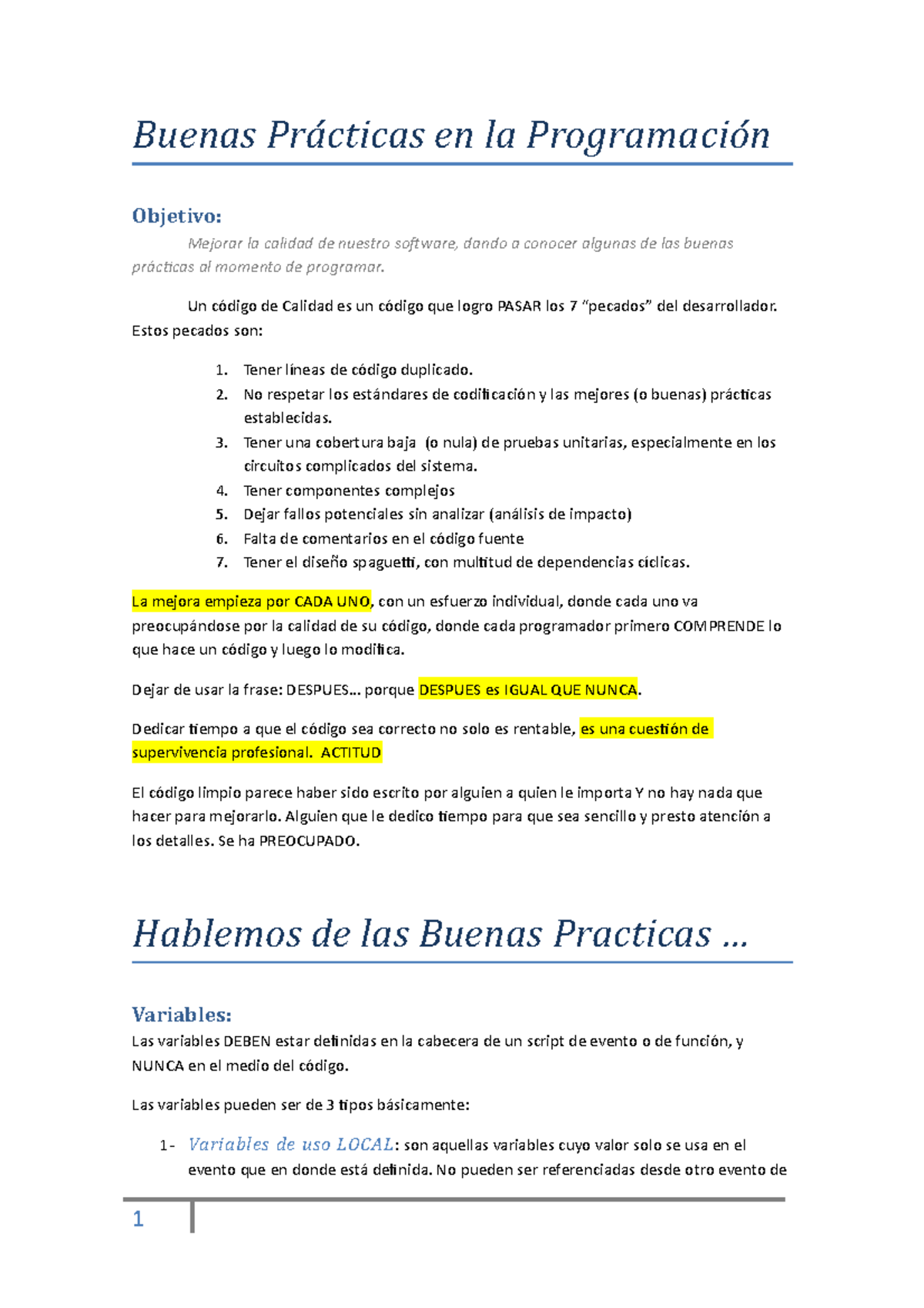 Buenas practicas de Programacion -Version 1 - Buenas Prácticas en la ...