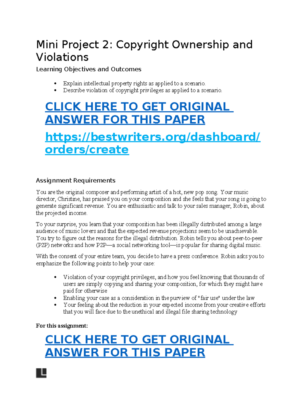 Mini Project 2: Copyright Ownership and Violations - Mini Project 2: Copyright Ownership and ...