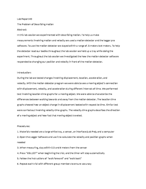 Computational Lab #1 - For physics 151 (Mechanics and heat) - Computational Lab #1 Abstract ...