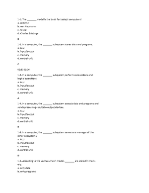 CSI 104 test - CSI - CSI 104t est 1 Total points44/ CSI 104 test 1 The ...