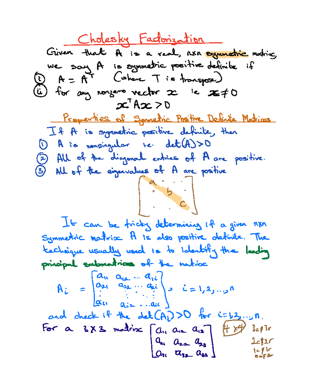 Cholesky and Tridiagonal Lecture Notes - Cholesky Factorization Given ...