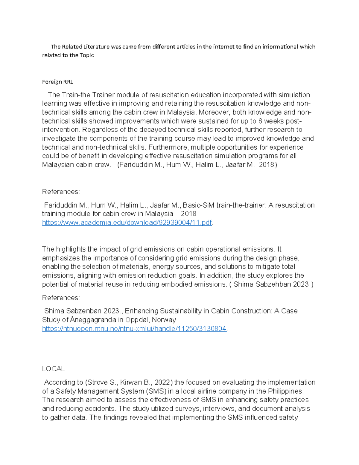 RRL - read - The Related Literature was came from different articles in ...