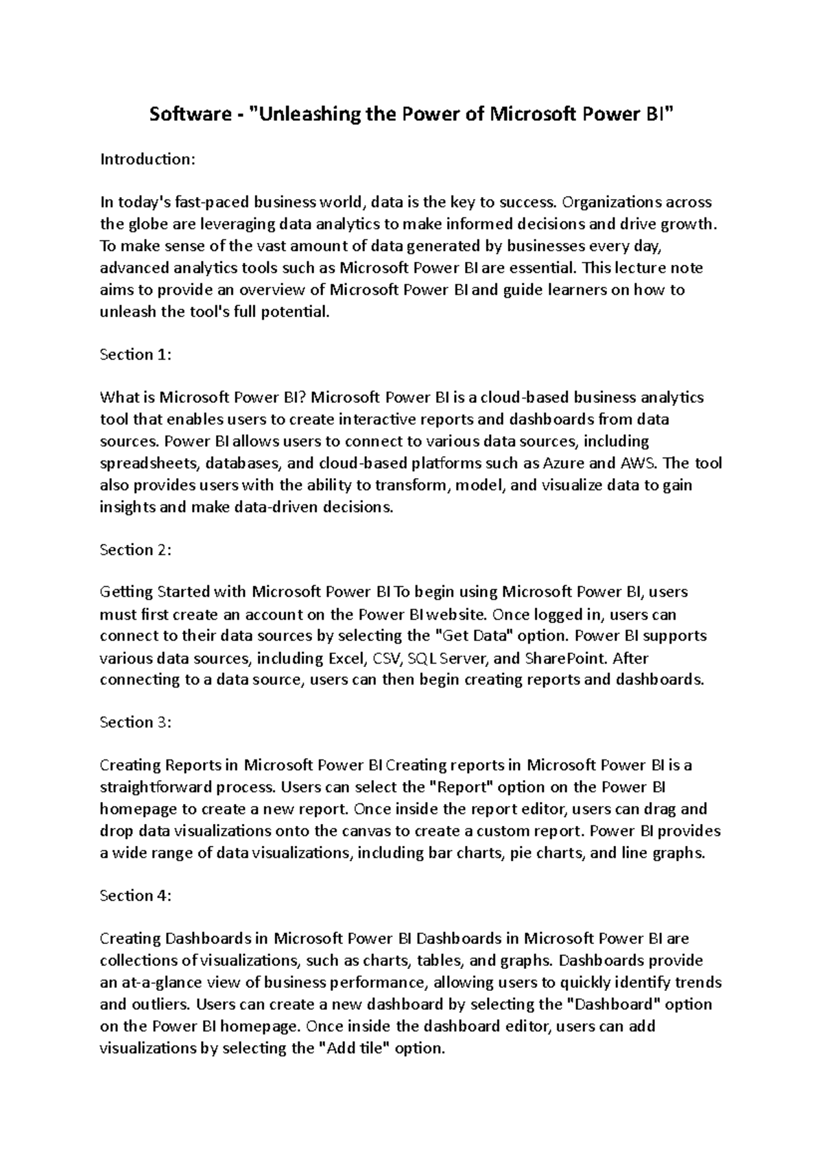 Software - "Unleashing the Power of Microsoft Power BI" - Software ...