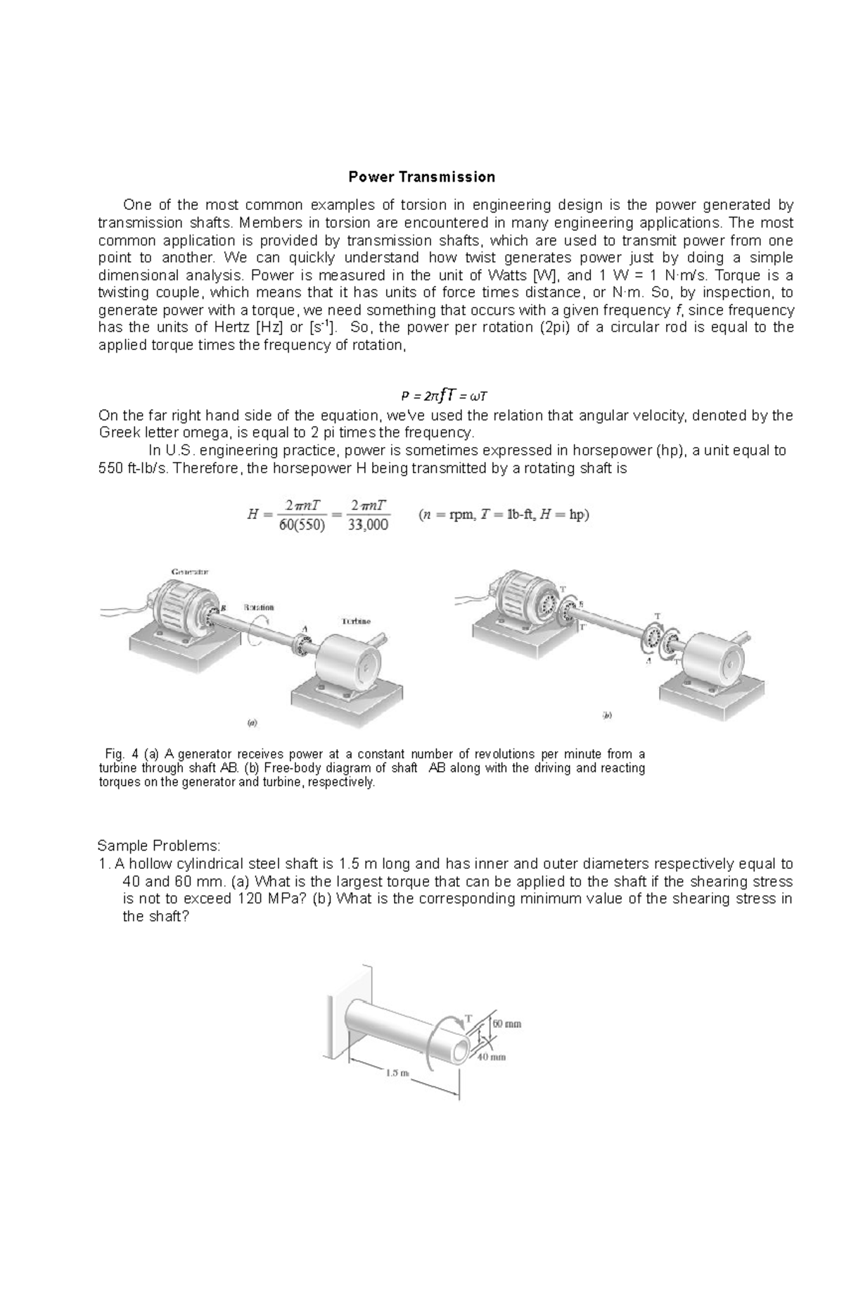 Power Transmission - Power Transmission One of the most common examples ...
