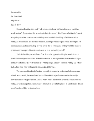 Proposal - Dr. Peter Craft - Veronica Nasr ENG 240 Proposal The ...