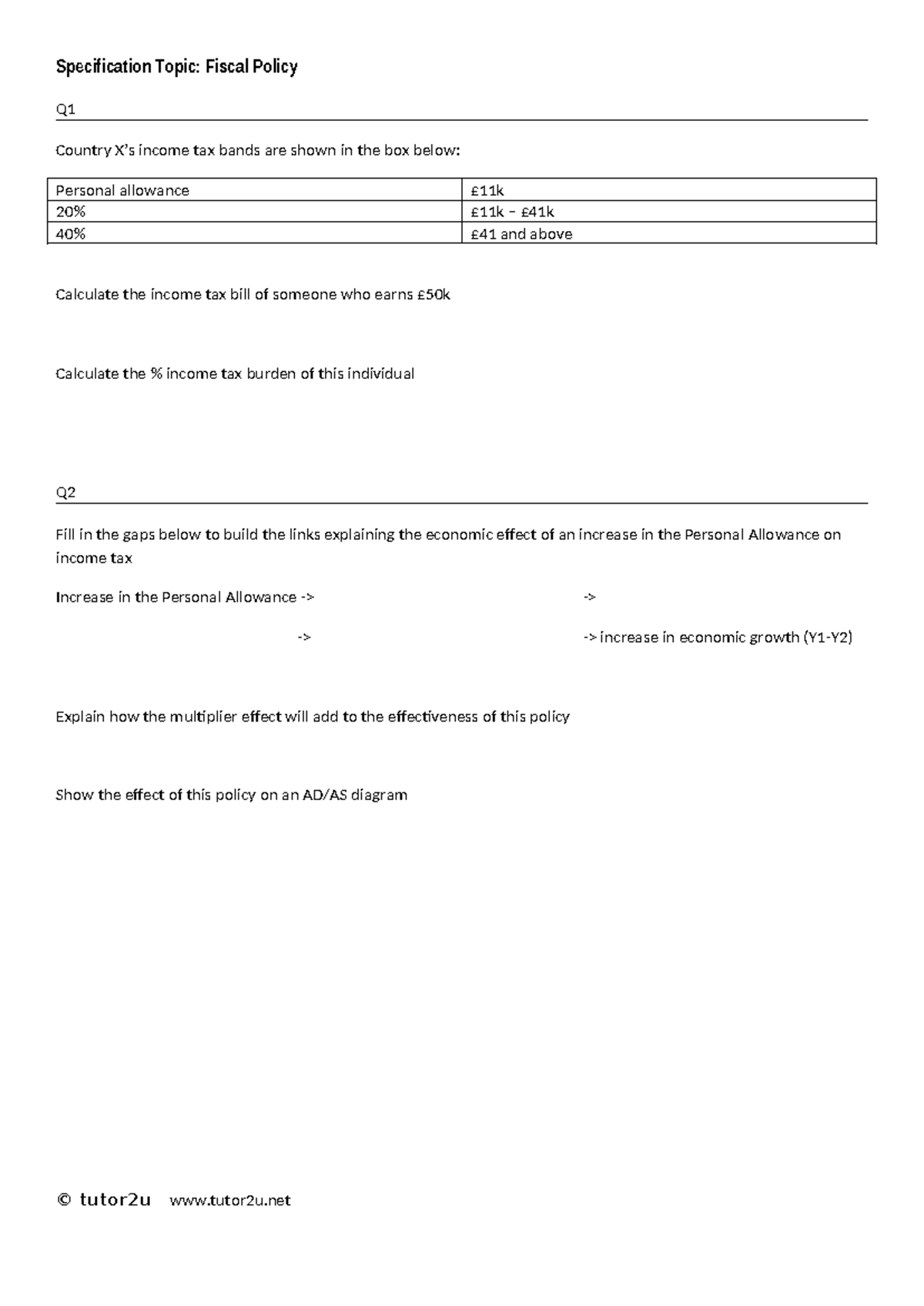 10 Fiscal Policy - Specification Topic: Fiscal Policy Q Country X’s ...