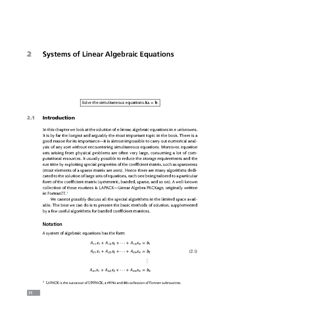 Systems Of Linear Algebraic Equations 2 Introduction In This Chapter