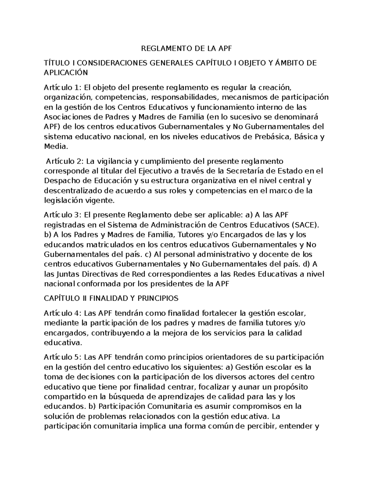 Reglamento de la apf - REGALEMTO PARA GUIAR - REGLAMENTO DE LA APF TÍTULO I CONSIDERACIONES ...