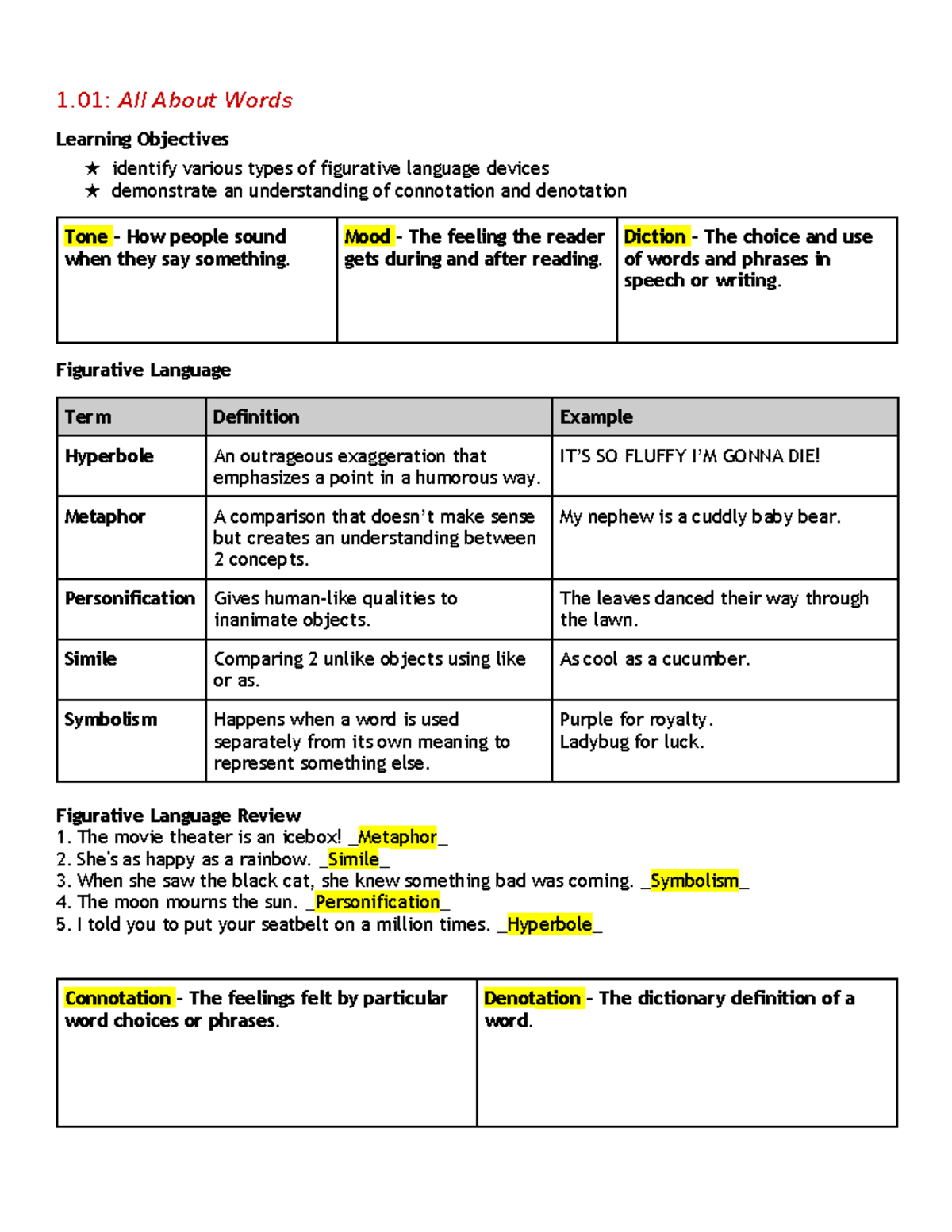 1.01 All About Words Guided Notes - 1: All About Words Learning ...