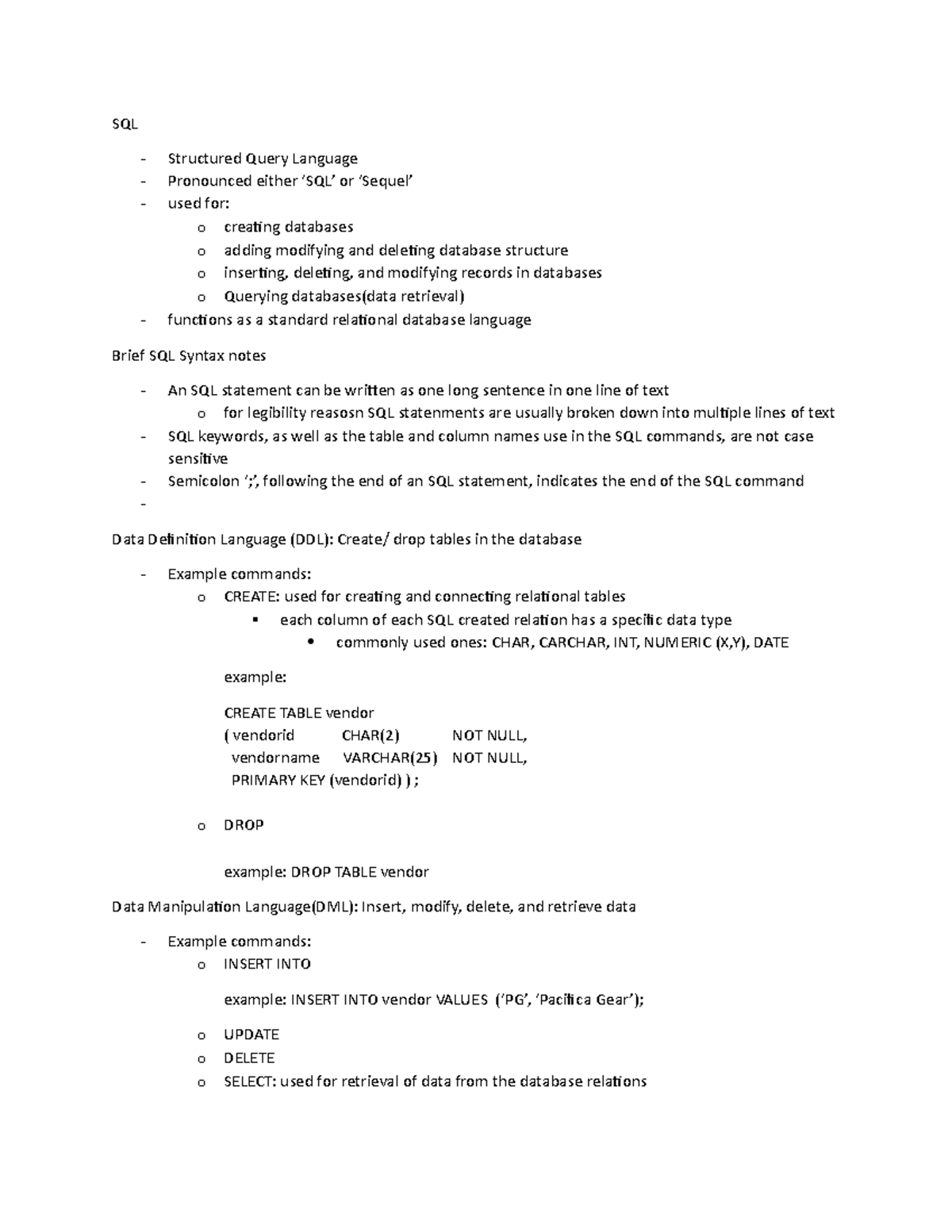 Lecture 14 - SQL intro & Azure intro - SQL Structured Query Language ...