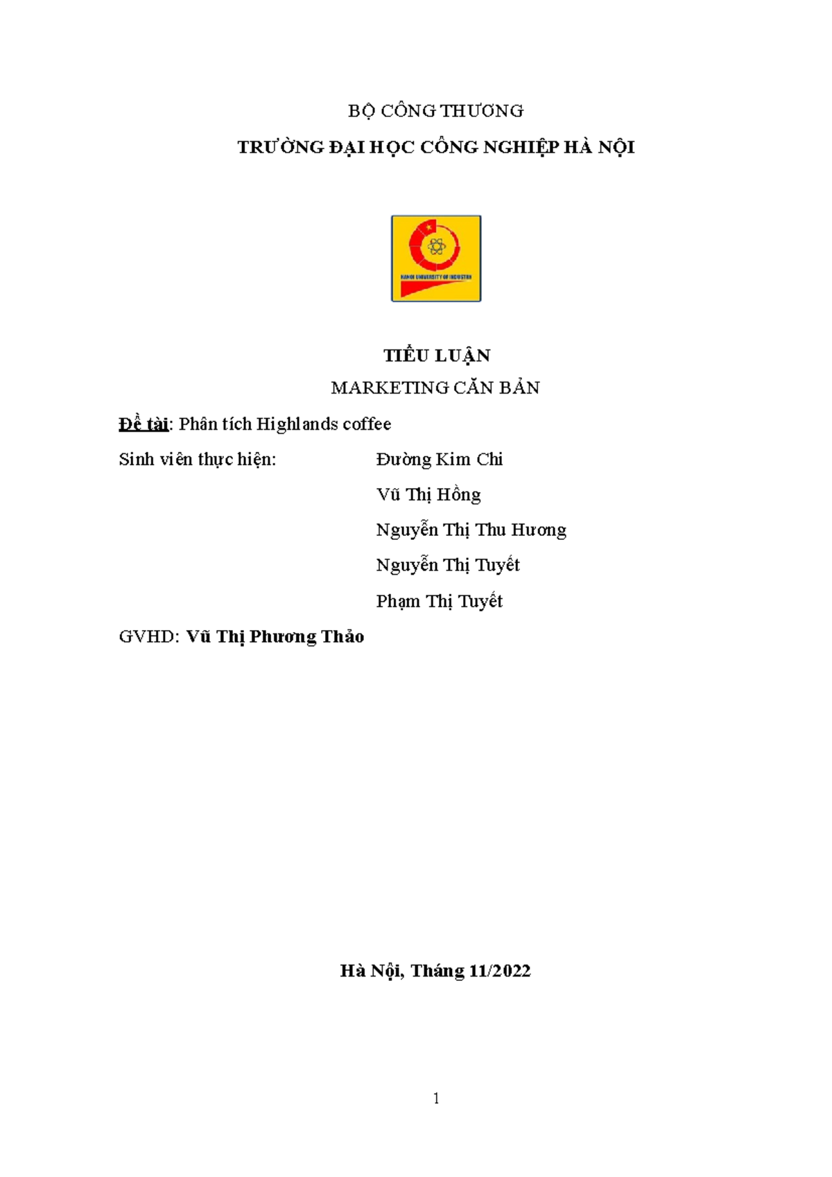 Marketing Nhóm 7 BỘ CÔng ThƯƠng TrƯỜng ĐẠi HỌc CÔng NghiỆp HÀ NỘi