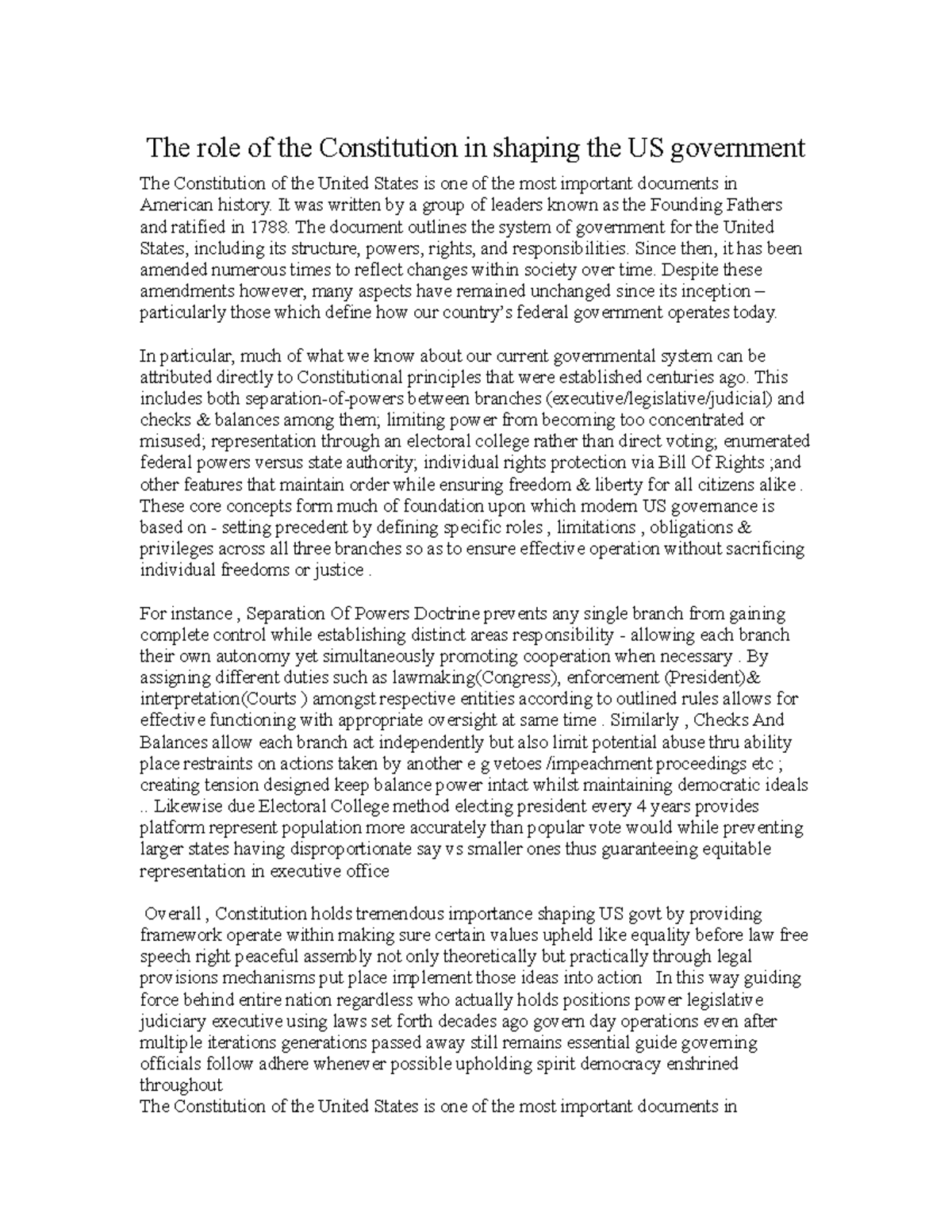 The role of the Constitution in shaping the US government - It was ...