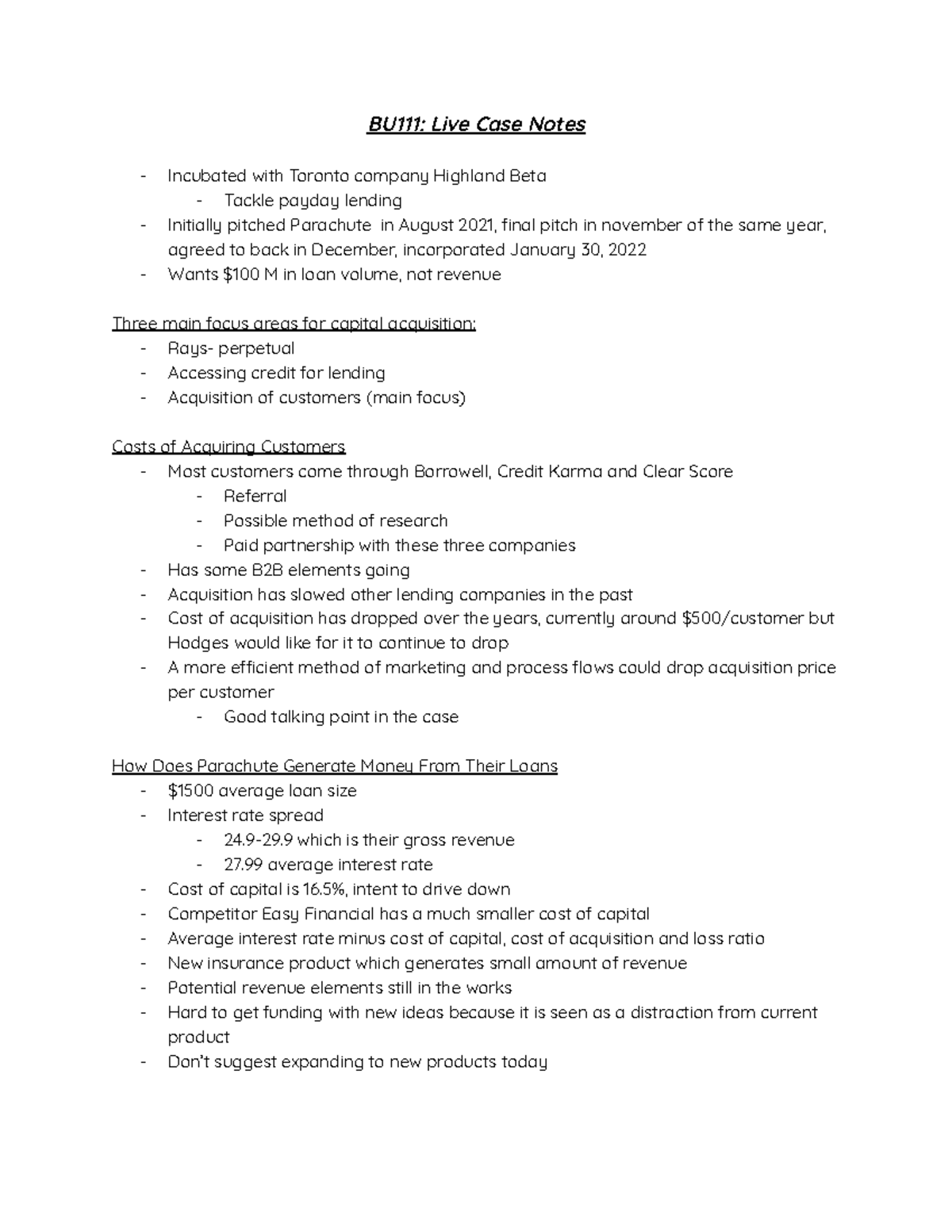 Copy of BU111 Live Case Notes - BU111: Live Case Notes Incubated with ...