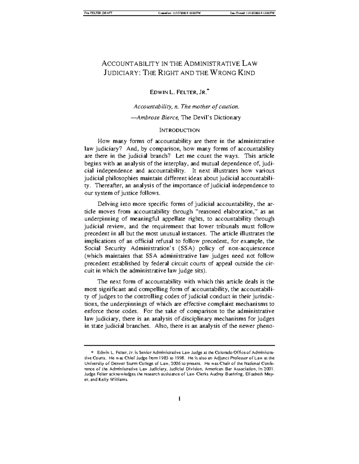 Accountability IN THE Administrative LAW - 1 ACCOUNTABILITY IN THE ...