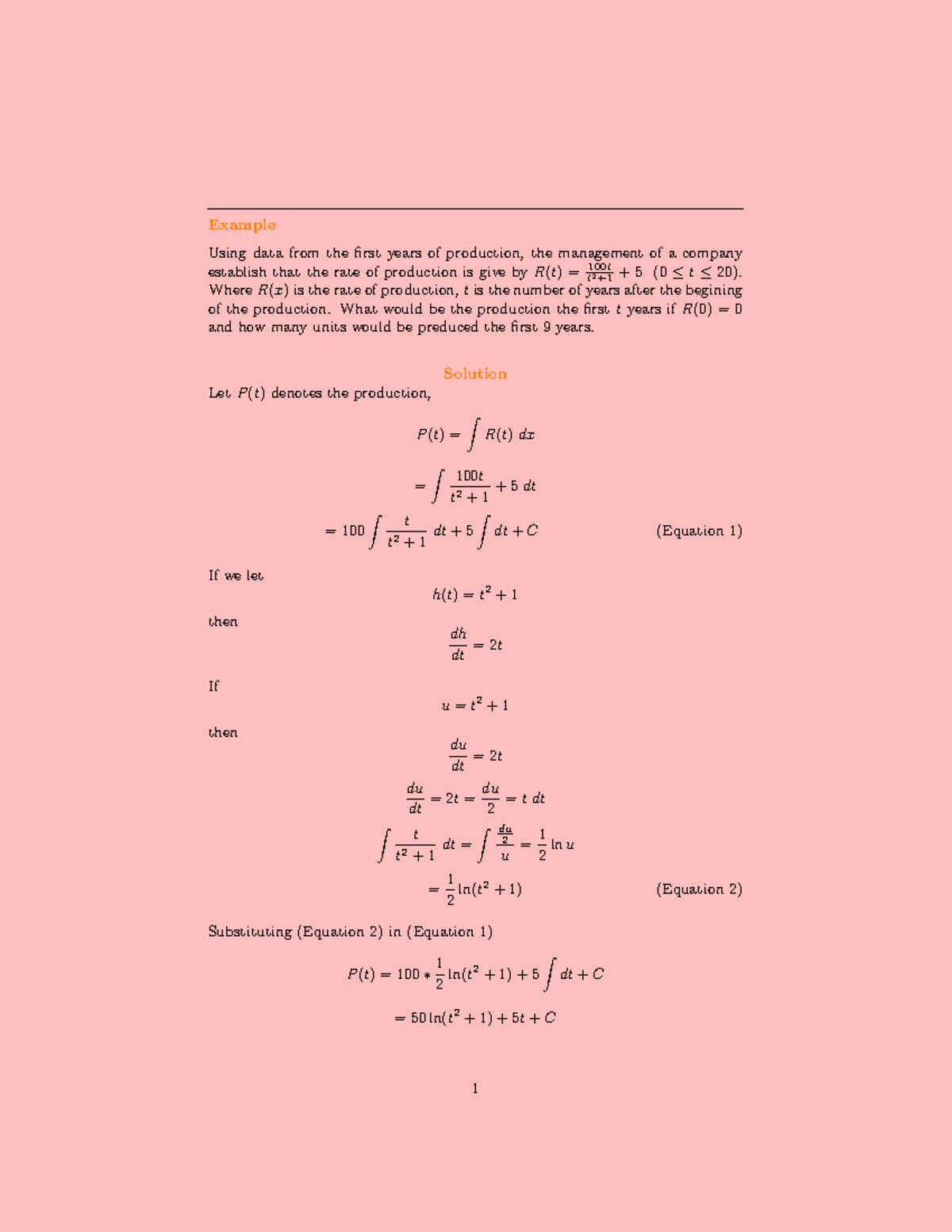 Integration Calculus lecture 4 - Example Using data from the first years of production, the ...