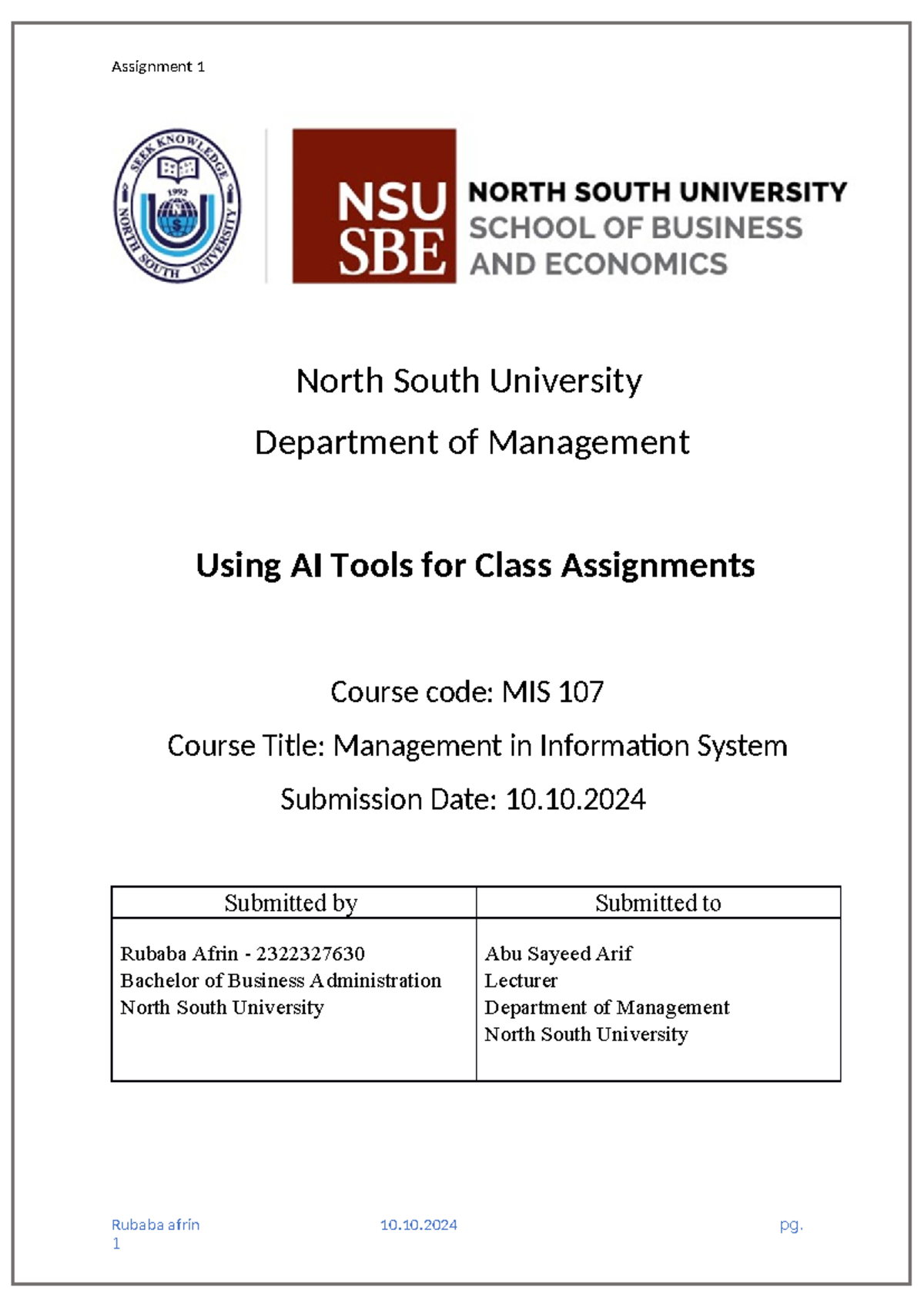 MIS-new - A. Format the text including the following: Use a cover page ...