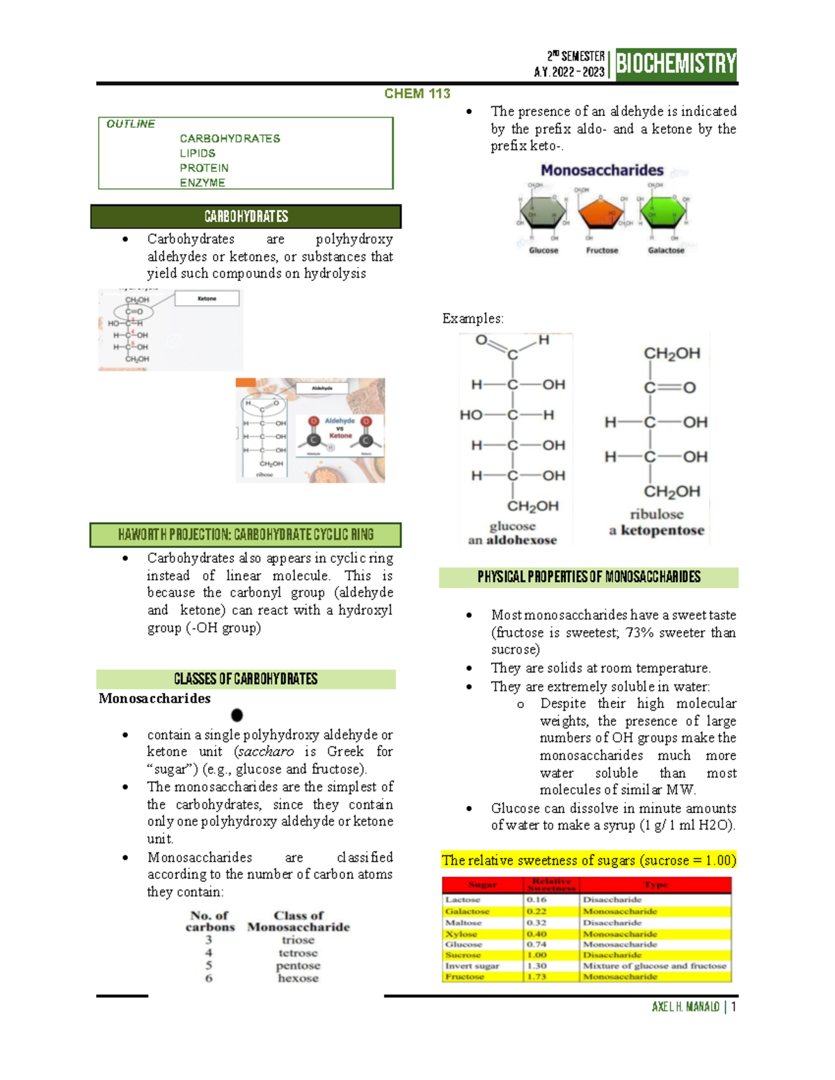 Prelim - Biochem pdf - |biochemistry CHEM 113 2 nd semester A. 2022 – 2023 OUTLINE I ...