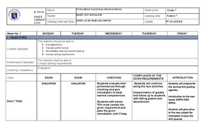 Dll science 7 q1 week 1docx - K TO 12 DAILY LESSON LOG School TUNGAWAN ...