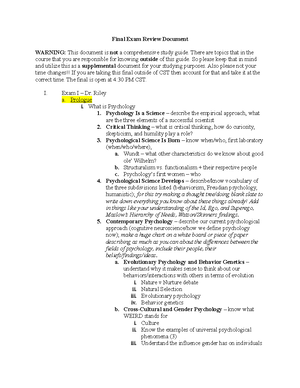 Chapter 10 test review - Psychological Science 1305 CHAPTER 10 ...