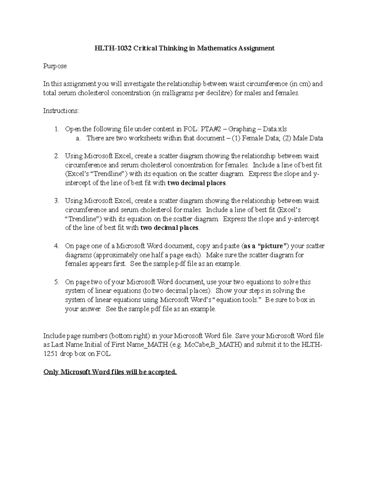 Week 3 PTA Assignment - Catherine Mallinger - HLTH-1032 Critical ...