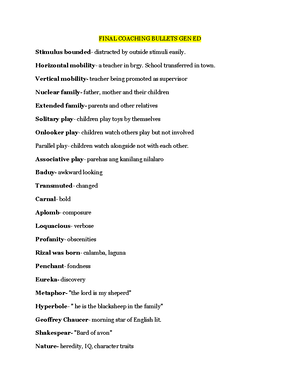 GEN ed important note latest - GEN-ED IMPORTANT NOTES Fr. Pedro Pelaez ...