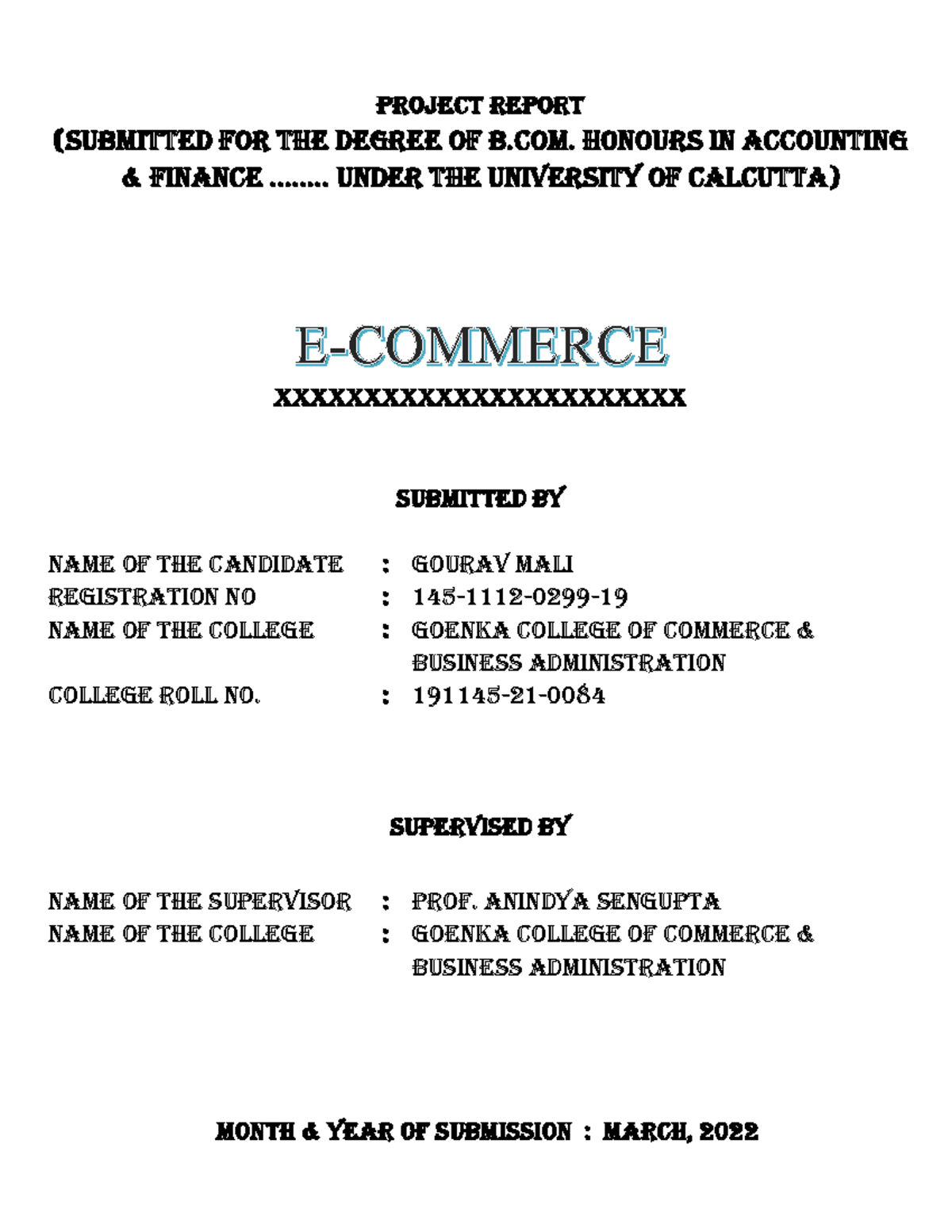 Gourav project for practical word e commerce - Project rePort ...