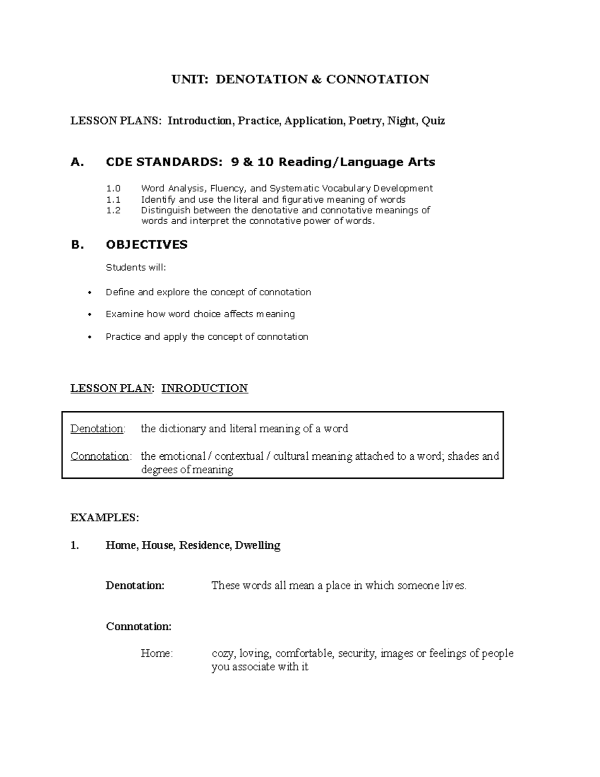 Denotation Connotation Unit 9AB-4 - UNIT: DENOTATION & CONNOTATION ...