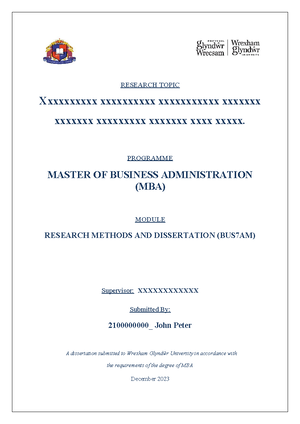 Format 2023 - Management and Finance (BBA-1110) - Edit - Title Page ...