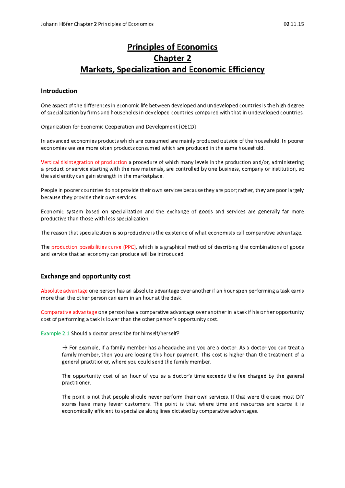 Principles of Economics Chapter 2 - Principles of Economics Chapter 2 ...