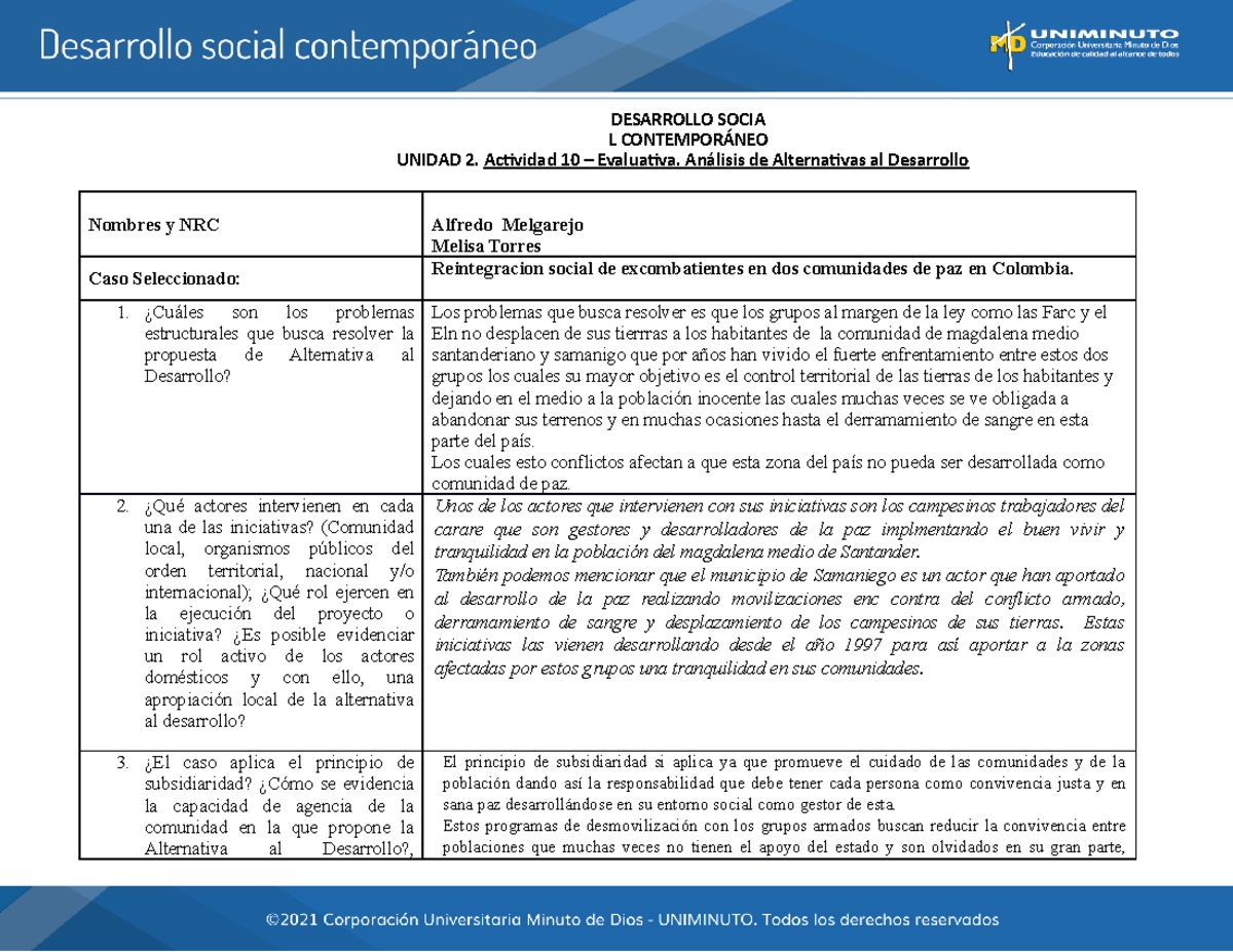 Uni2 act10 ana alt des - ghyh - DESARROLLO SOCIA L CONTEMPORÁNEO UNIDAD ...