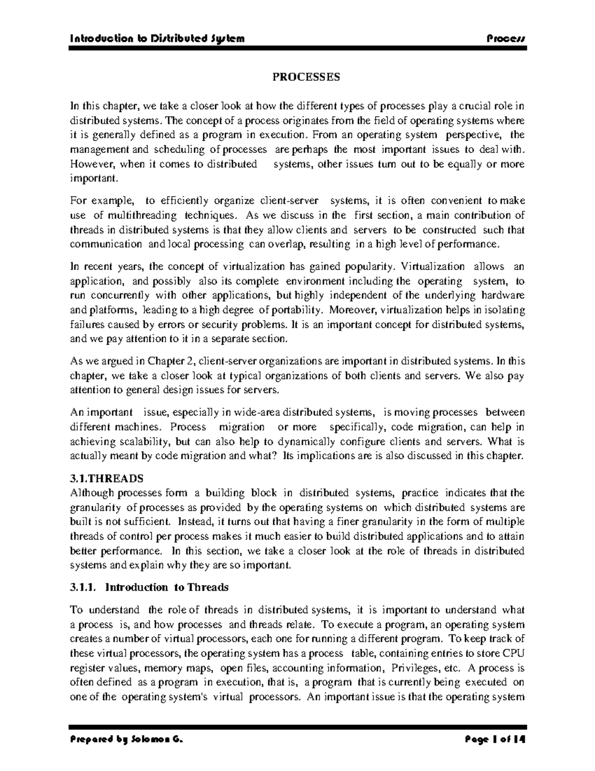 Chapter Three-Process- Csitpc 01 tutorial and assignments - System ...