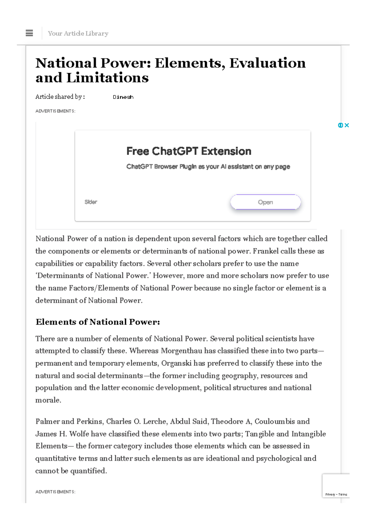 National Power Elements, Evaluation and Limitations - Your Article ...