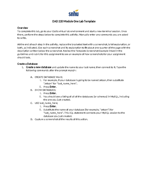 Ward - DAD 220 Module Five Activity - DAD 220 Module Five Activity ...