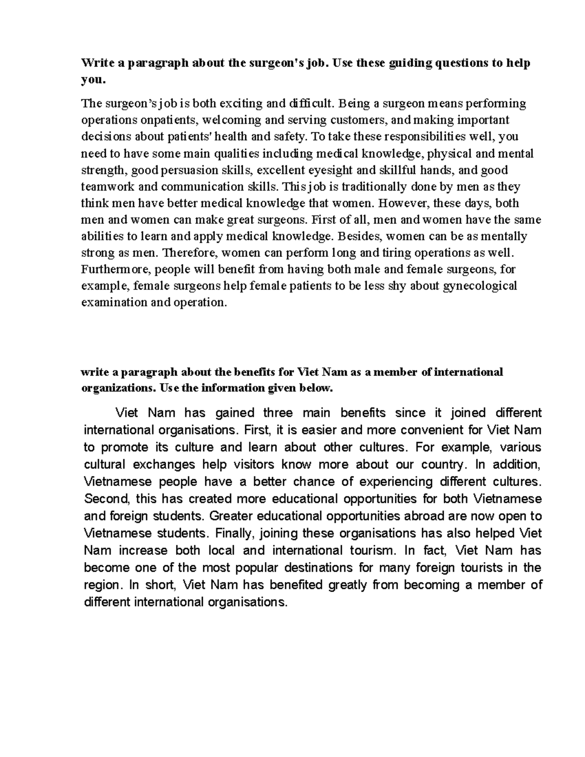 Writing-UNIT-67 - yyyyy - Write a paragraph about the surgeon's job ...