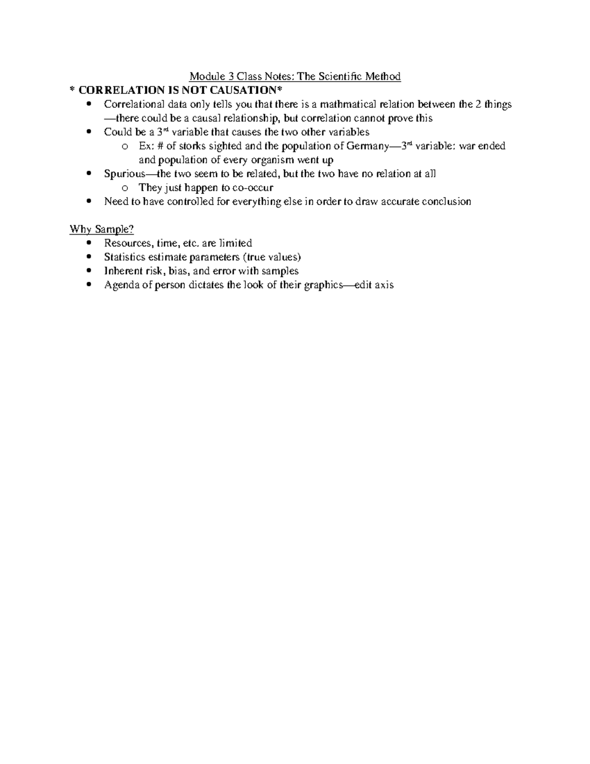 Module 3 Class Notes - Module 3 Class Notes: The Scientific Method ...