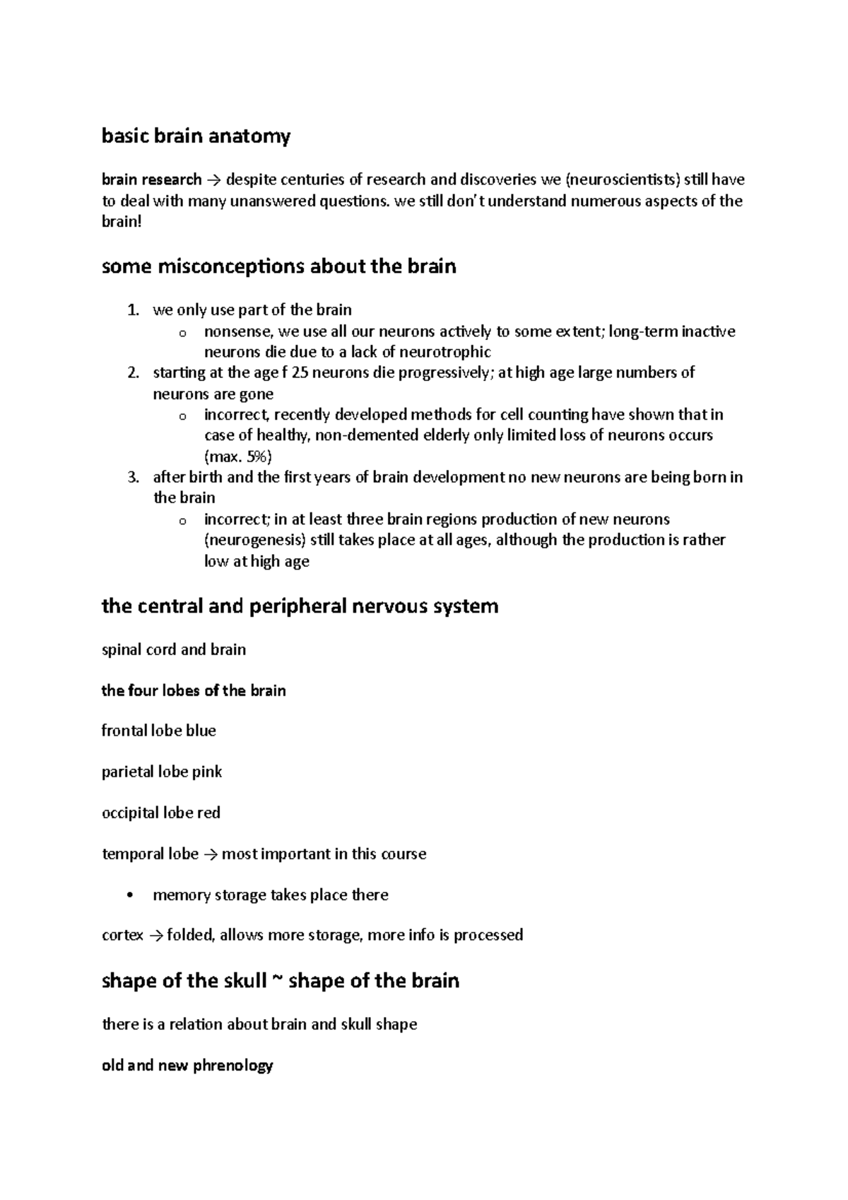 Basic brain anatomy lecture notes behavioral neurosciences - basic ...