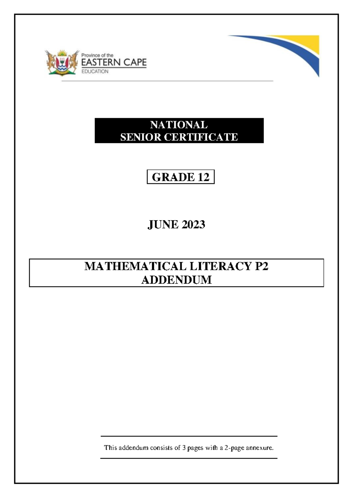 Maths LIT P2 ADD GR12 JUNE 2023 English - NATIONAL SENIOR CERTIFICATE ...