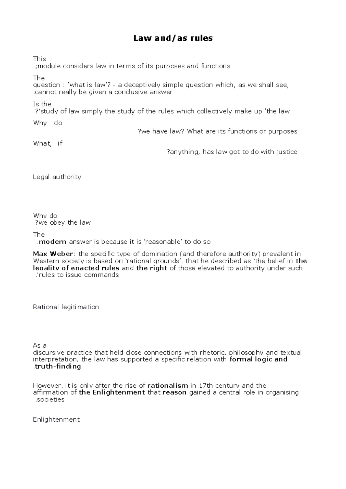 S Topic 1, Law and:as Rules word - Law and/as rules This • ; module ...