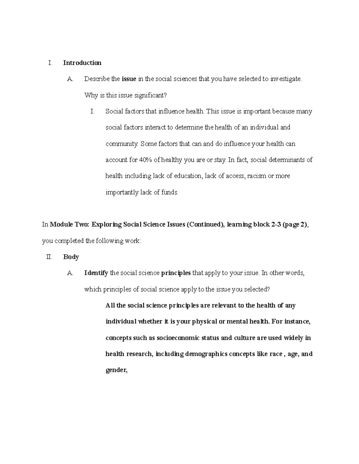 Project One- Research Investigation - I. Introduction A. Describe the ...